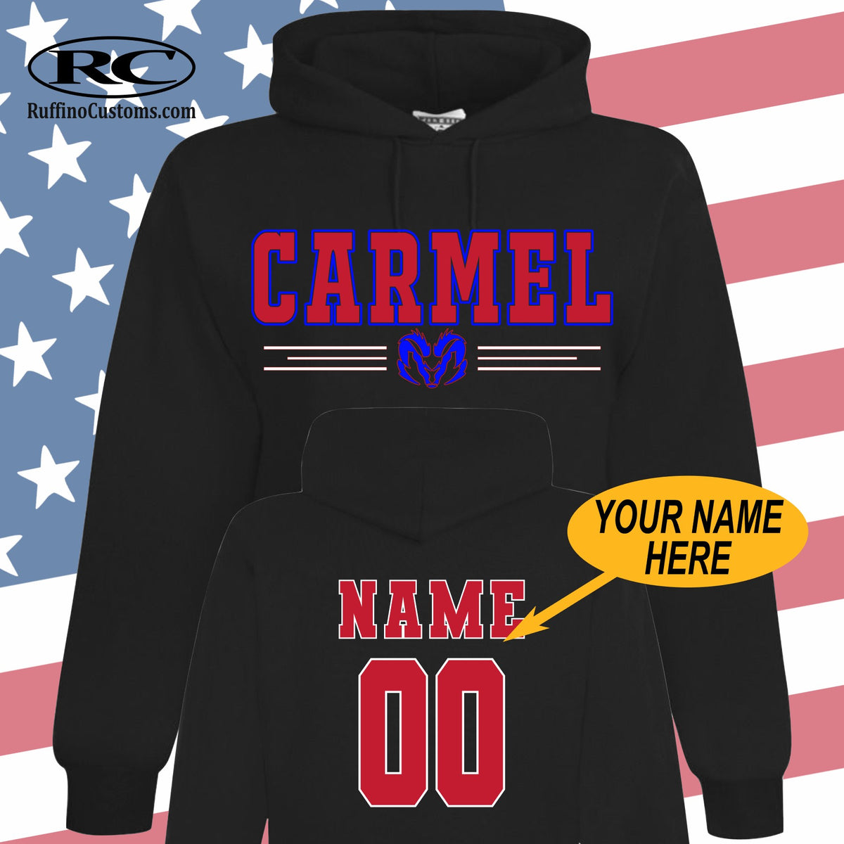 Carmel Rams Spirit wear Hoodie – Ruffino Customs Apparel