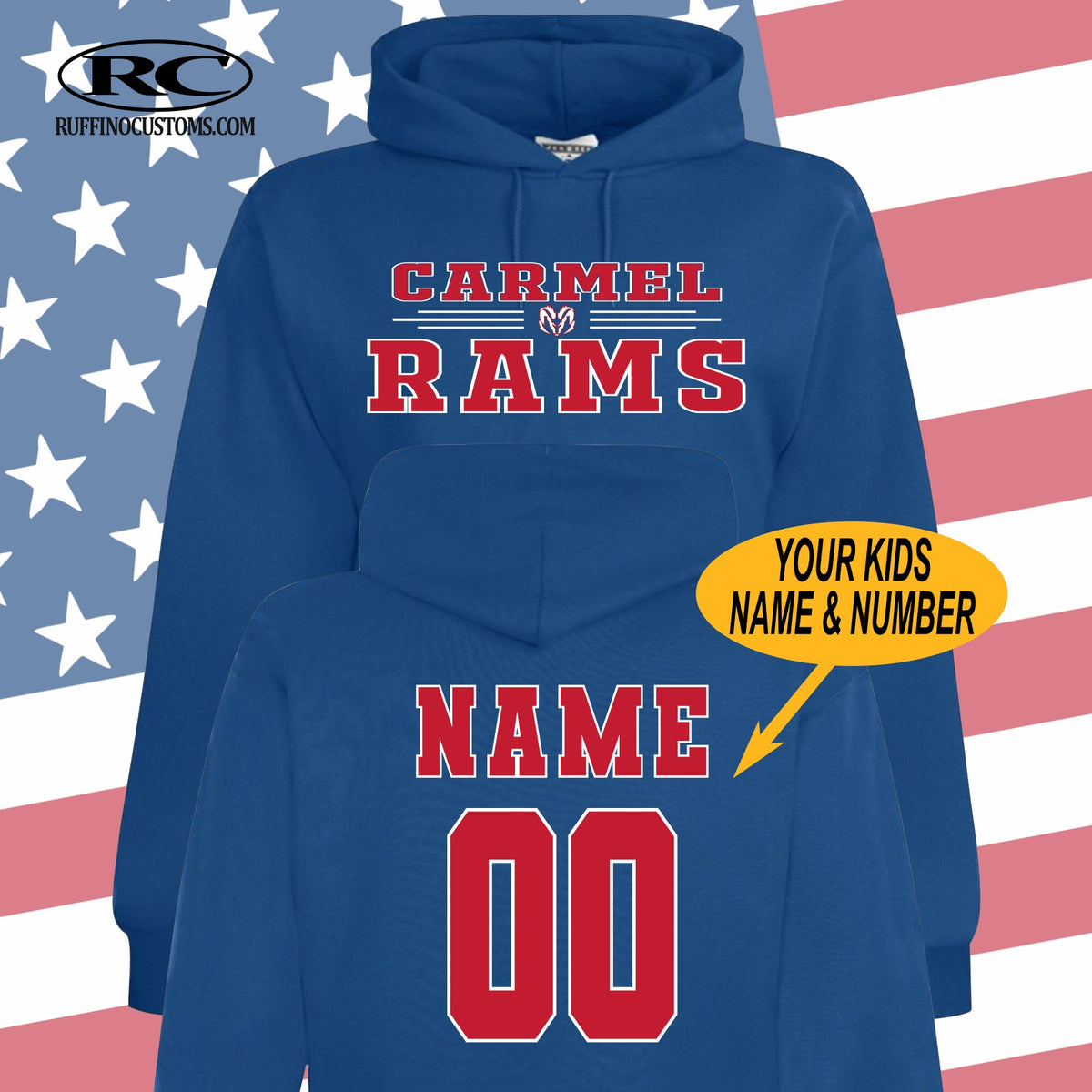 Carmel Rams Royal Adult Hoodie – Ruffino Customs Apparel