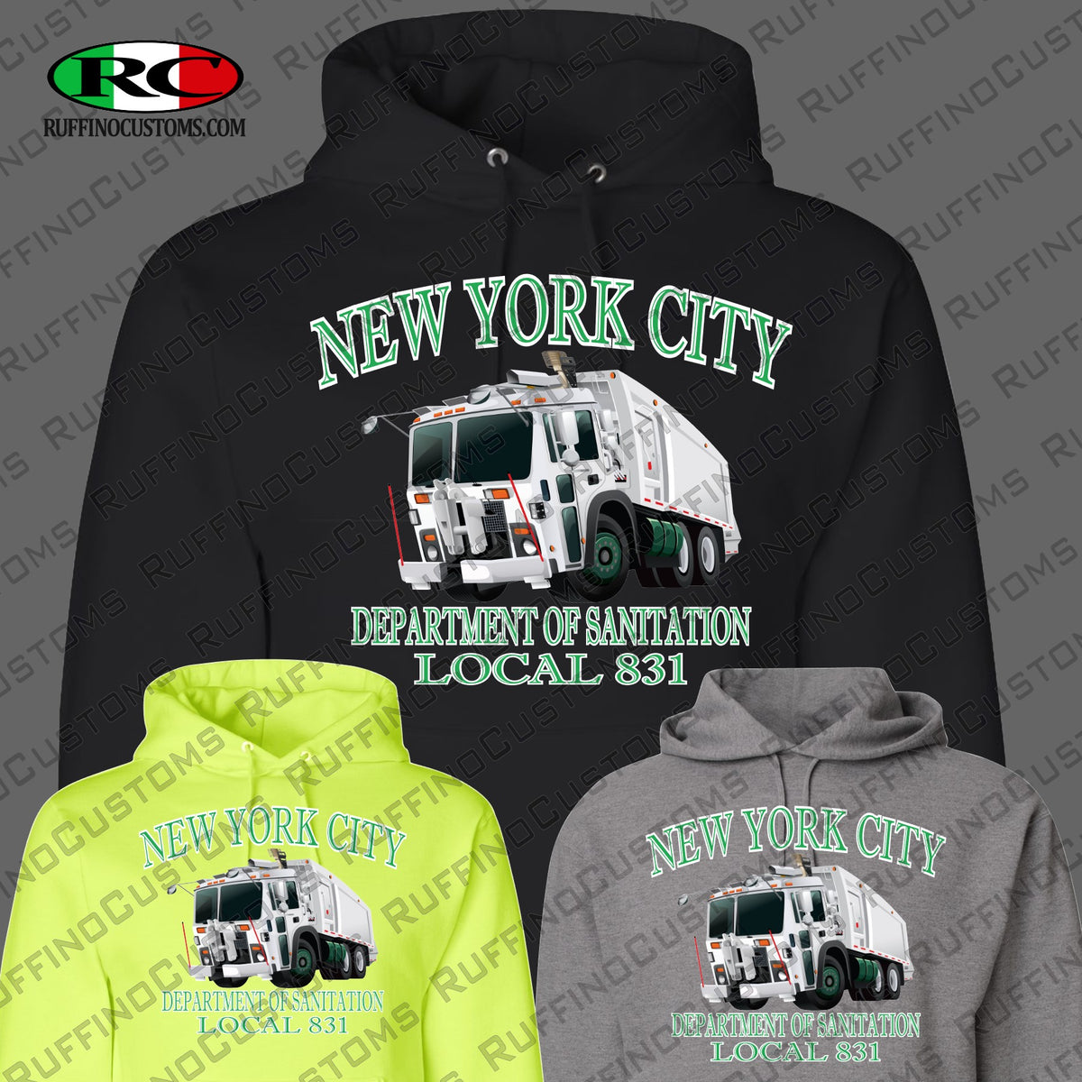 DSNY New York City Sanitation Hoodie Local 831 Union – Ruffino Customs ...