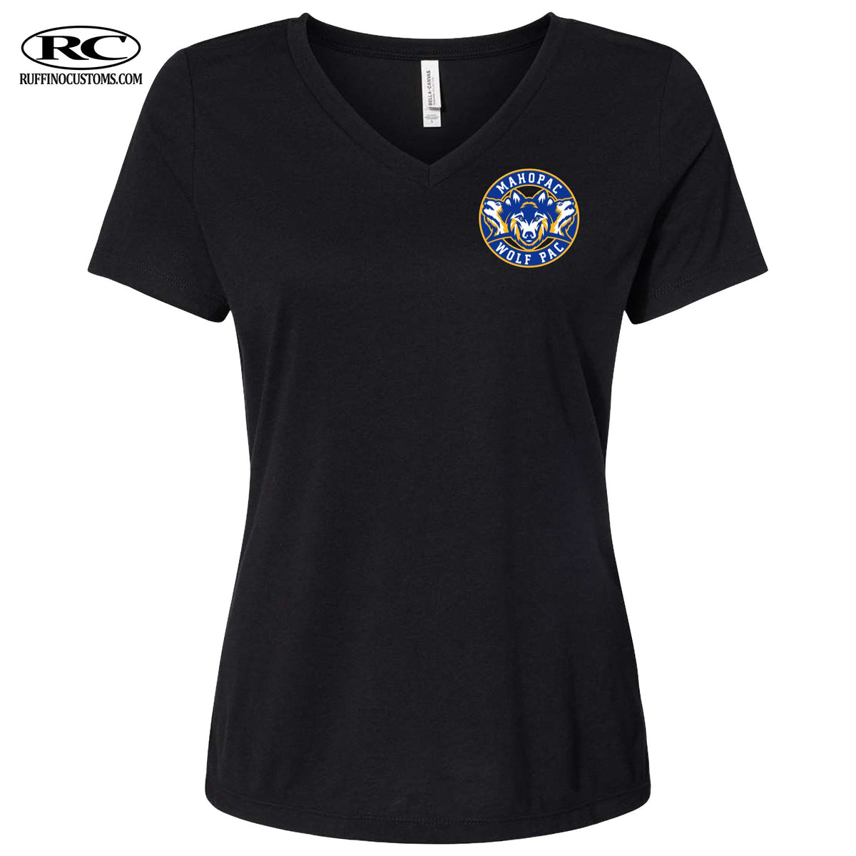MHS Staff Ladies Form fitted V neck Circle logo Tee – Ruffino Customs ...