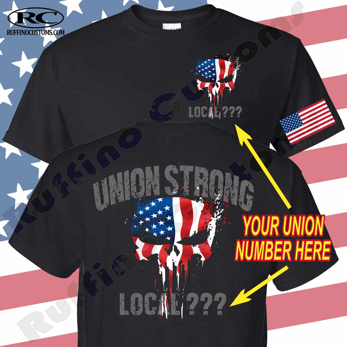 Union Strong Custom American Flag Skull – Ruffino Customs Apparel