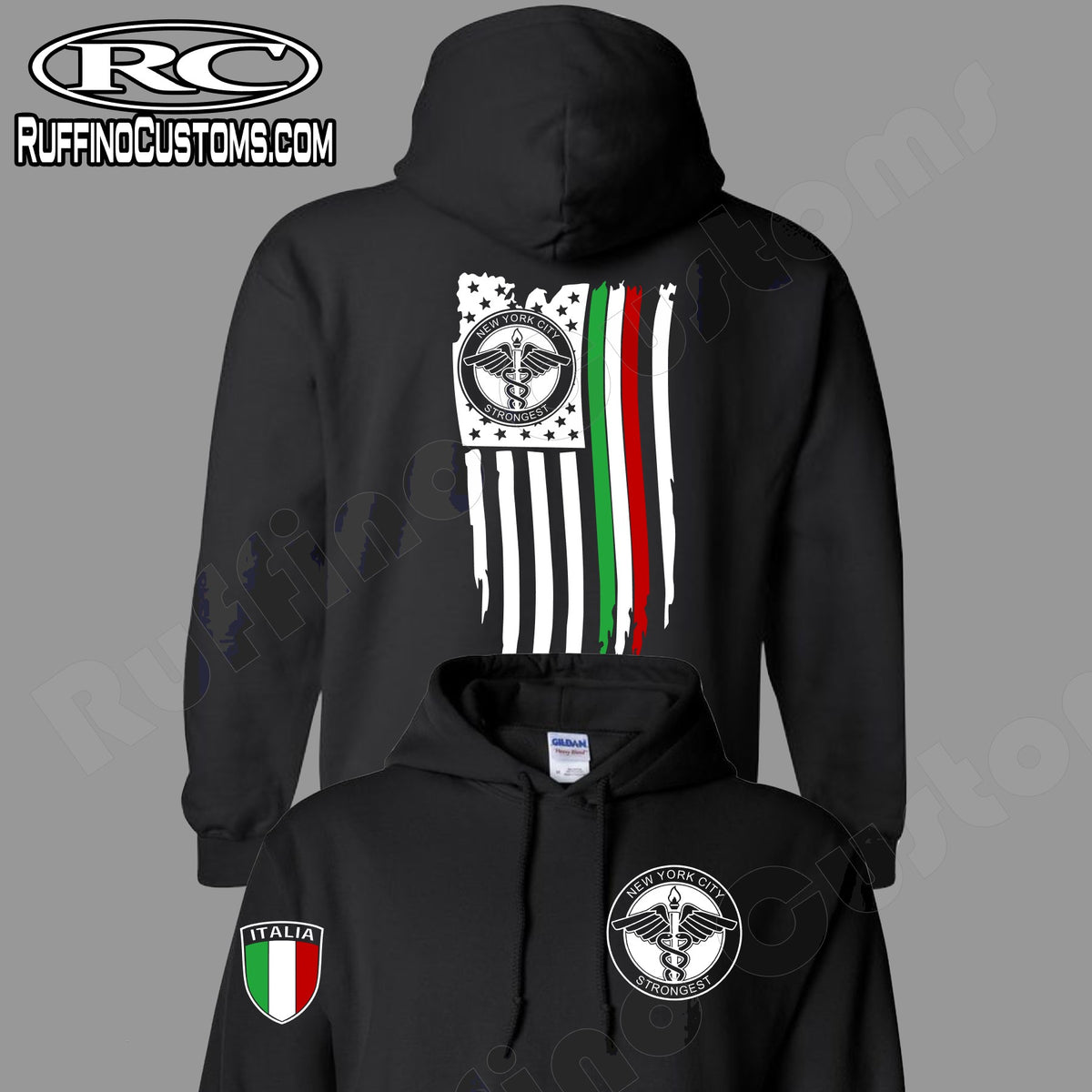 DSNY Italian American Ripped Flag Hoodie – Ruffino Customs Apparel